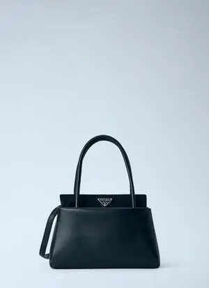 Prada Smooth Leather Handbag With Re-nylon Flap