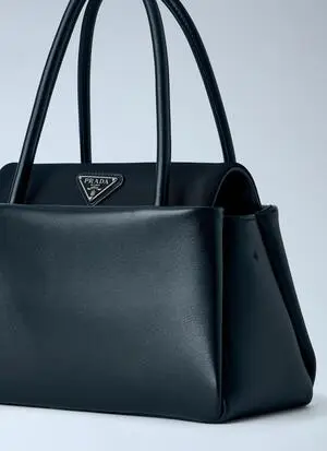 Prada Smooth Leather Handbag With Re-nylon Flap