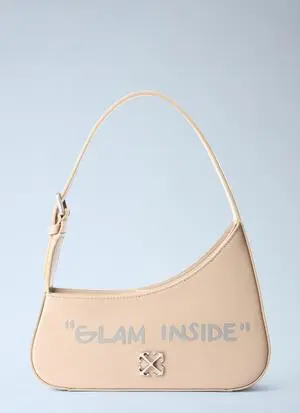Off-White Jitney Shoulder Quote" Leather Handbag - Cream