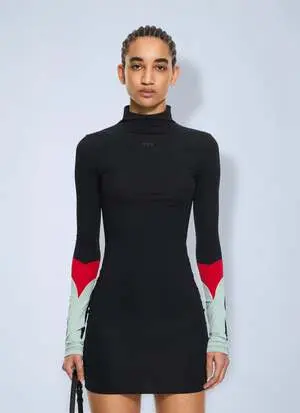 Off-White Lycra Collar Insert Mini Dress