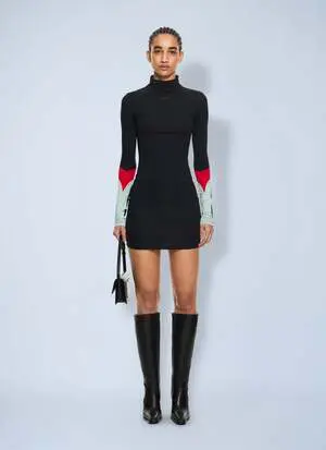 Off-White Lycra Collar Insert Mini Dress