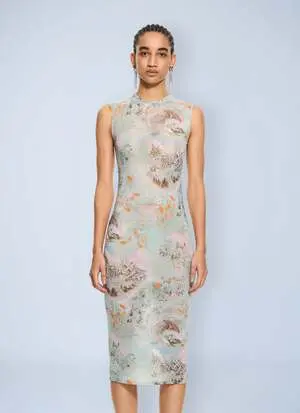 Off-White Light Jersey Storytelling Sleeveless Dress