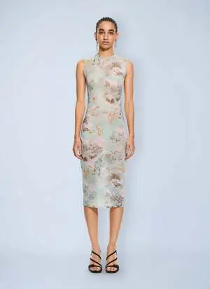 Off-White Light Jersey Storytelling Sleeveless Dress