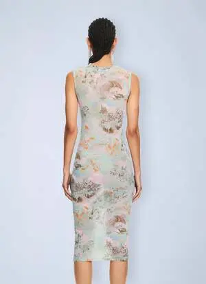 Off-White Light Jersey Storytelling Sleeveless Dress