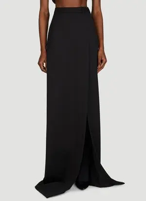 Balenciaga Tailored Wool Split Skirt - Black
