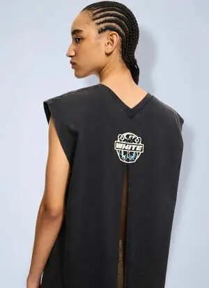 Off-White Butterfly Patch Open Back Tank Top