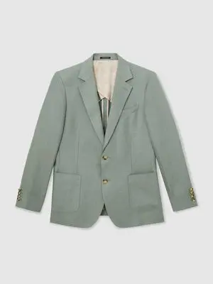 REISS Atlantic Linen-twill Single-breasted Blazer Tailored-fit