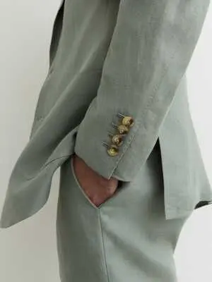 REISS Atlantic Linen-twill Single-breasted Blazer Tailored-fit