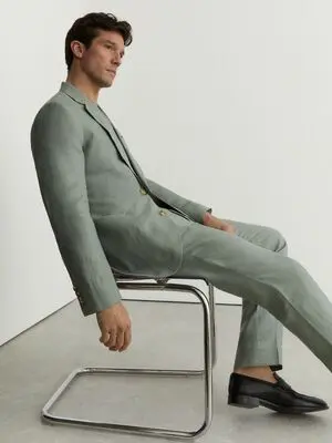 REISS Atlantic Linen-twill Single-breasted Blazer Tailored-fit