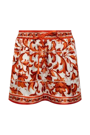 Dolce & Gabbana Silk Shorts With ‘majolica’ Print