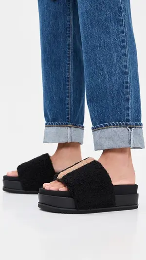 ROAM Fuzzy Stripe Stacked Sandals