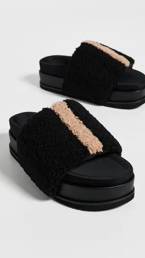 ROAM Fuzzy Stripe Stacked Sandals