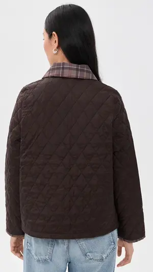 Barbour Icons Tartan Collar Cropped Liddesdale Quilted Jacket