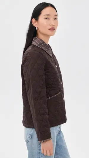 Barbour Icons Tartan Collar Cropped Liddesdale Quilted Jacket