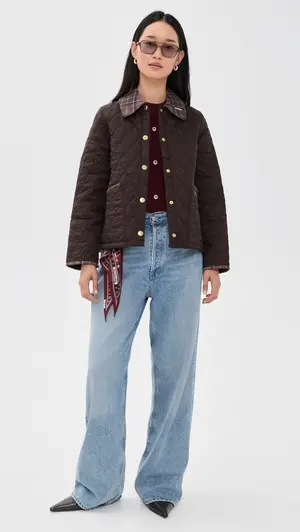 Barbour Icons Tartan Collar Cropped Liddesdale Quilted Jacket