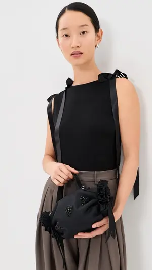 Simone Rocha Turbo Embellished Mini Double Ribbon Rosette Bag