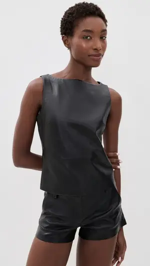 Joe's Jeans The Vegan Leather Boat Neck Tank
