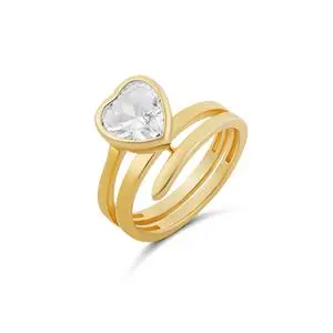 SHYMI Shymi Spiral Heart Ring With White Cubic Zirconia Gold