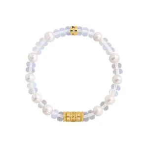 KARMA AND LUCK Endless Harmony Pearl Opal Greek Key Bracelet