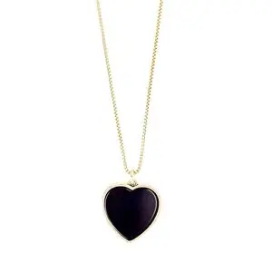 BECKET + QUILL Onyx Heart Necklace - Black