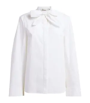 Tory Burch Stretch-cotton Bow Blouse - White