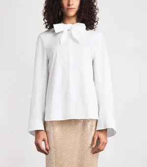 Tory Burch Stretch-cotton Bow Blouse
