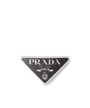 Prada Enameled Logo Hair Clip - Black