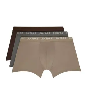 SKIMS Logo Boxer Briefs Three-pack - Brown