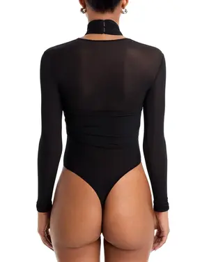 Wardrobe.NYC Crossover Bodice Mesh Bodysuit