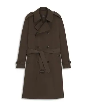 BOSS L-cook Double Breasted Cotton Blend Trench Coat