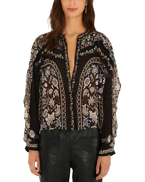 Farm Rio Daniela Band Collar Blouse