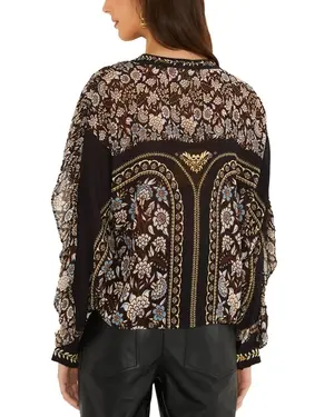 Farm Rio Daniela Band Collar Blouse