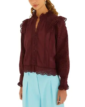 Farm Rio Broderie Anglaise Ruffle Blouse