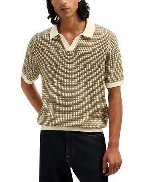 Madewell Johnny Collar Grid Stitch Polo - Creme Fraiche