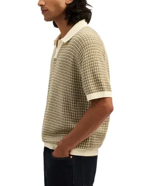 Madewell Johnny Collar Grid Stitch Polo - Creme Fraiche