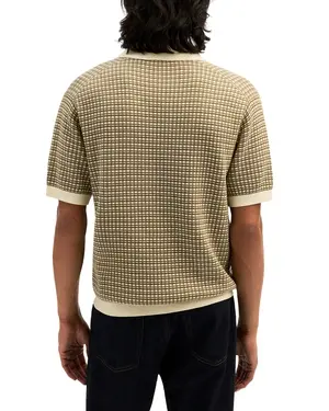 Madewell Johnny Collar Grid Stitch Polo - Creme Fraiche