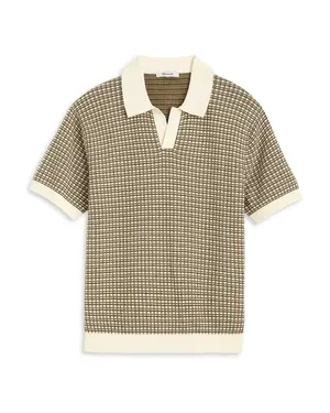 Madewell Johnny Collar Grid Stitch Polo - Creme Fraiche