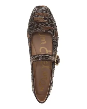 Sam Edelman Michaela Velvet Mary Jane Flats - Mushroom