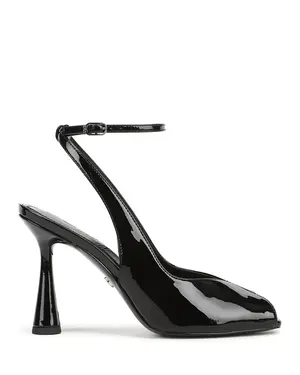 Sam Edelman Esme Patent Leather Peep Toe Heels - Black