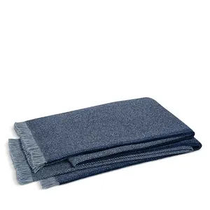 MATOUK Bernardo Alpaca Fringed Throw Blanket - Lapis
