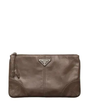 Prada Leather Pouch - Grey