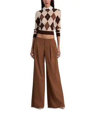 Alice + Olivia Carolann Wool Blend Crewneck Sweater With Cotton Stretch Collar
