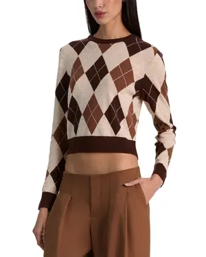Alice + Olivia Carolann Wool Blend Crewneck Sweater With Cotton Stretch Collar