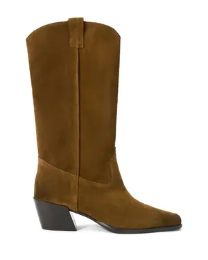 Staud Monty Knee High Western Boots - Cigar
