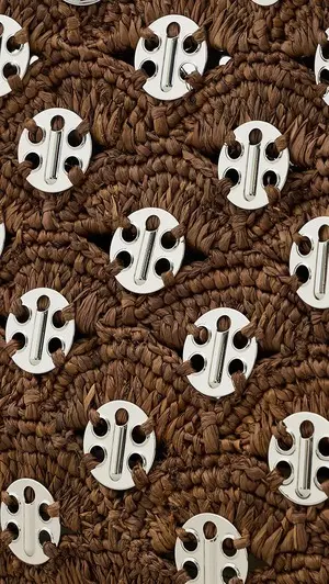 Rabanne Small Raffia Tote Bag With Signature 1969 Discs - Brown/silver