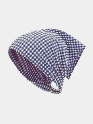 Hunza G Sofia Gingham Headscarf - Navy Gingham