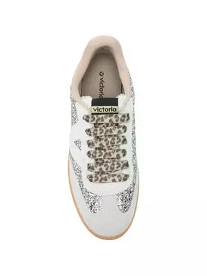 Victoria Beckham Glitter-effect Leopard-print Lace-up Sneakers