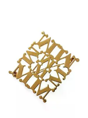 Max Mara Monogram Brooch - Gold