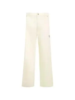 Moncler Logo-plaque Straight-leg Trousers - Neutrals