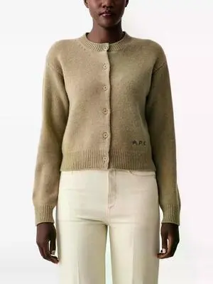 A.p.c. Lila Logo-embroidered Cardigan - Neutrals